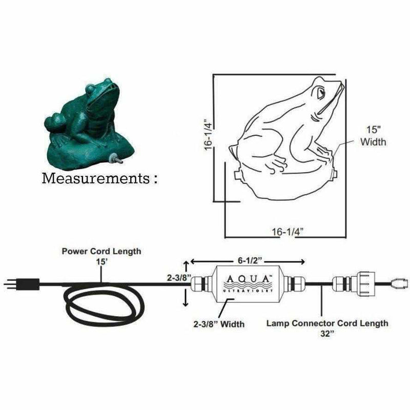 Aqua Ultraviolet Statuary Frog Pond UV Spitters